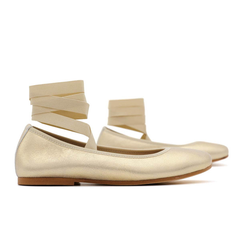Gold metallic ballerina with ribbon – Times Like These